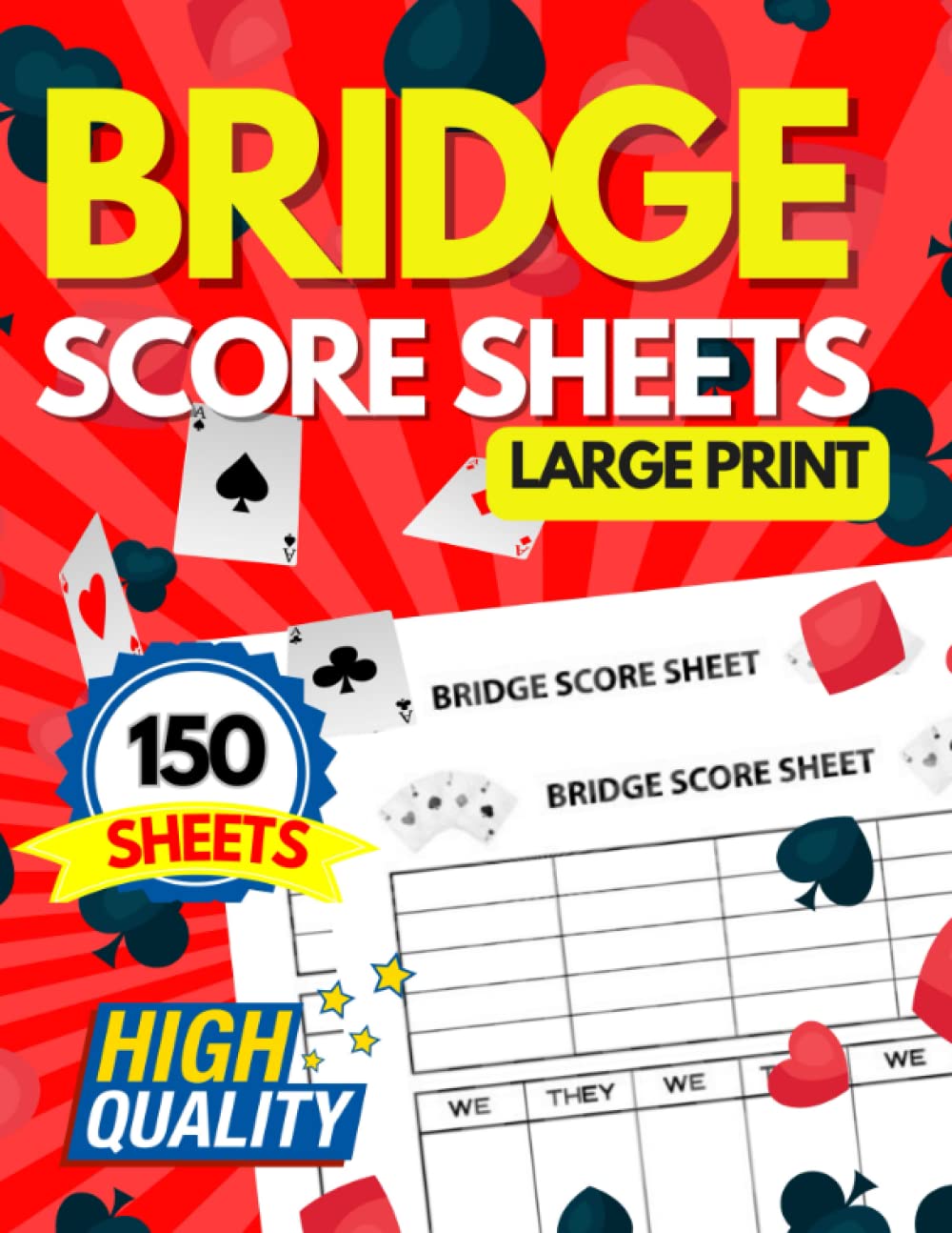 Bridge Score Sheets Large Print: 150 Bridge Score Sheets for ...