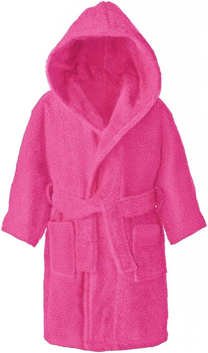 Kids Childrens Hooded Bathrobe Toweling Bath Robe Boys & Girls Dressing ...