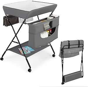 COSTWAY 4-in-1 Fasciatoio Pieghevole con Rotelle, Altezza Regolabile ...
