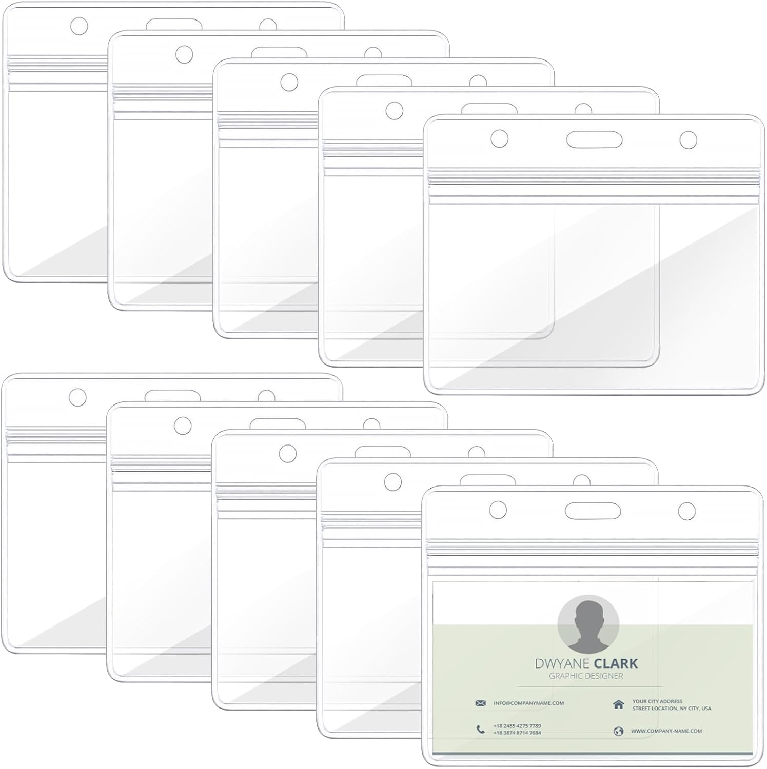 10 Pcs A6 Horizontal Extra Large Portrait Clear ID Badge Card Holders ...