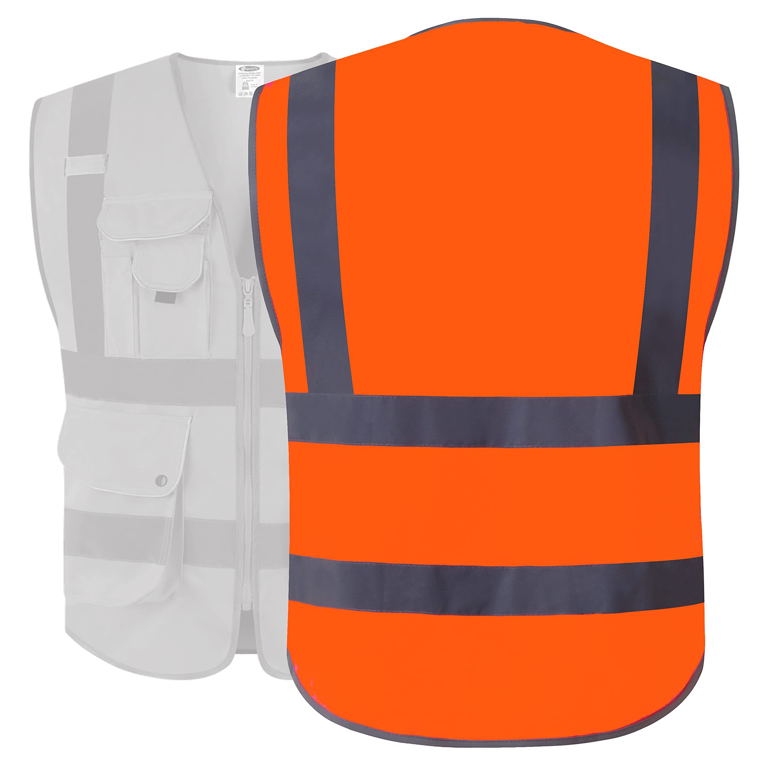 JKSafety 9 Pockets Class 2 High Visibility Zipper Front Safety Vest ...