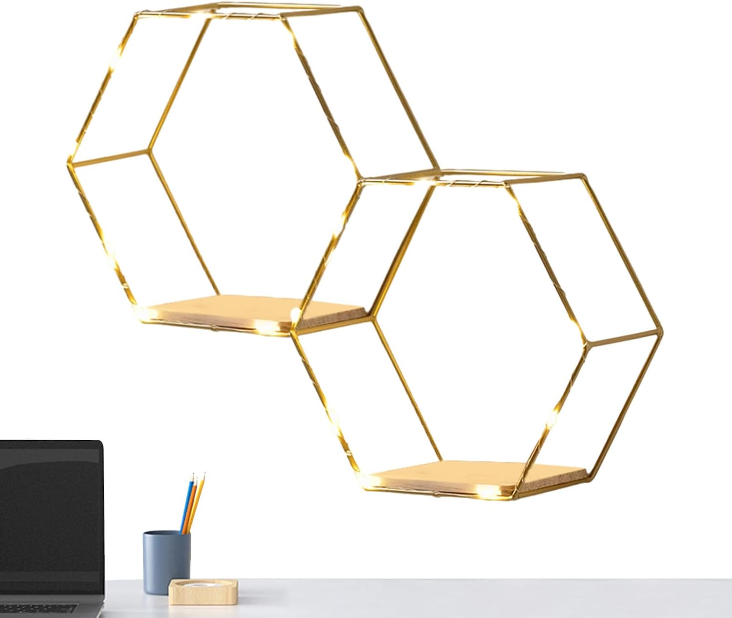 Amazon.com: BITTU Hexagonal Wall Shelves,Honeycomb Wall Decor with ...