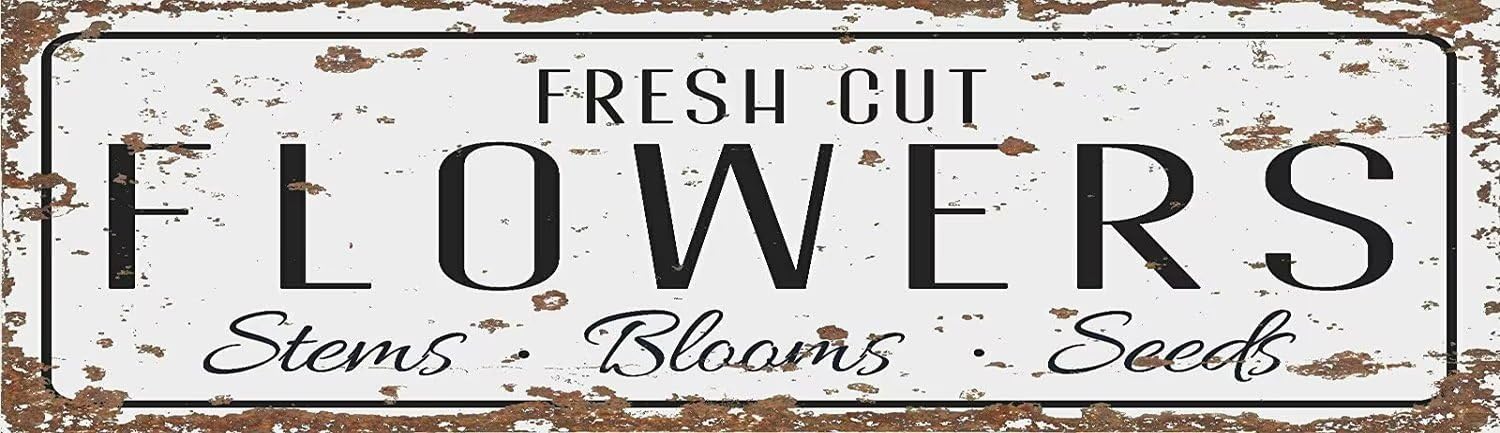 Amazon.com: Fresh Cut Flowers Sign Vintage Retro Metal Tin Sign Wall ...
