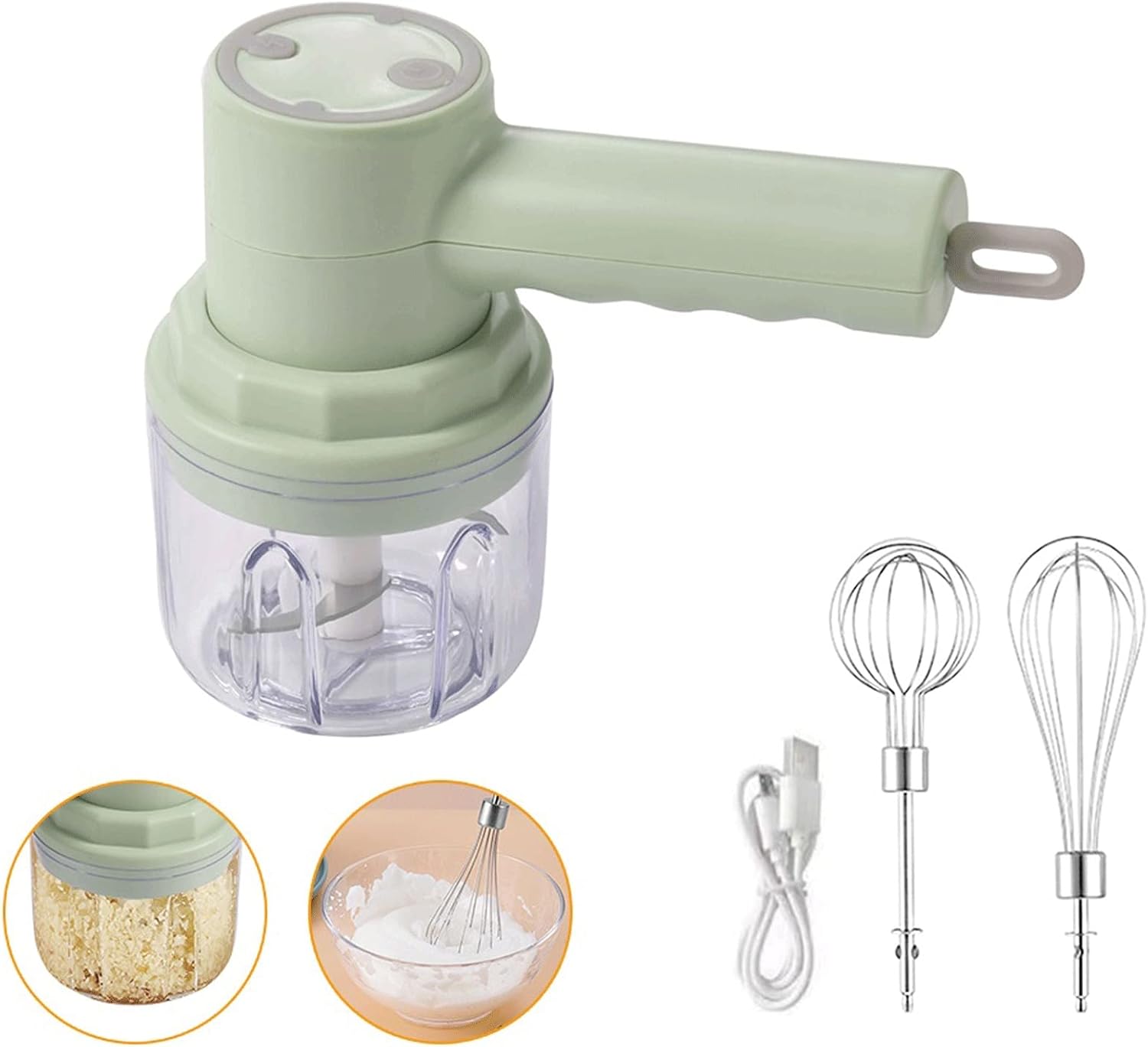 Amazon.com: 3 In 1 Electric Kitchen Garlic Chopper, USB Rechargeable ...