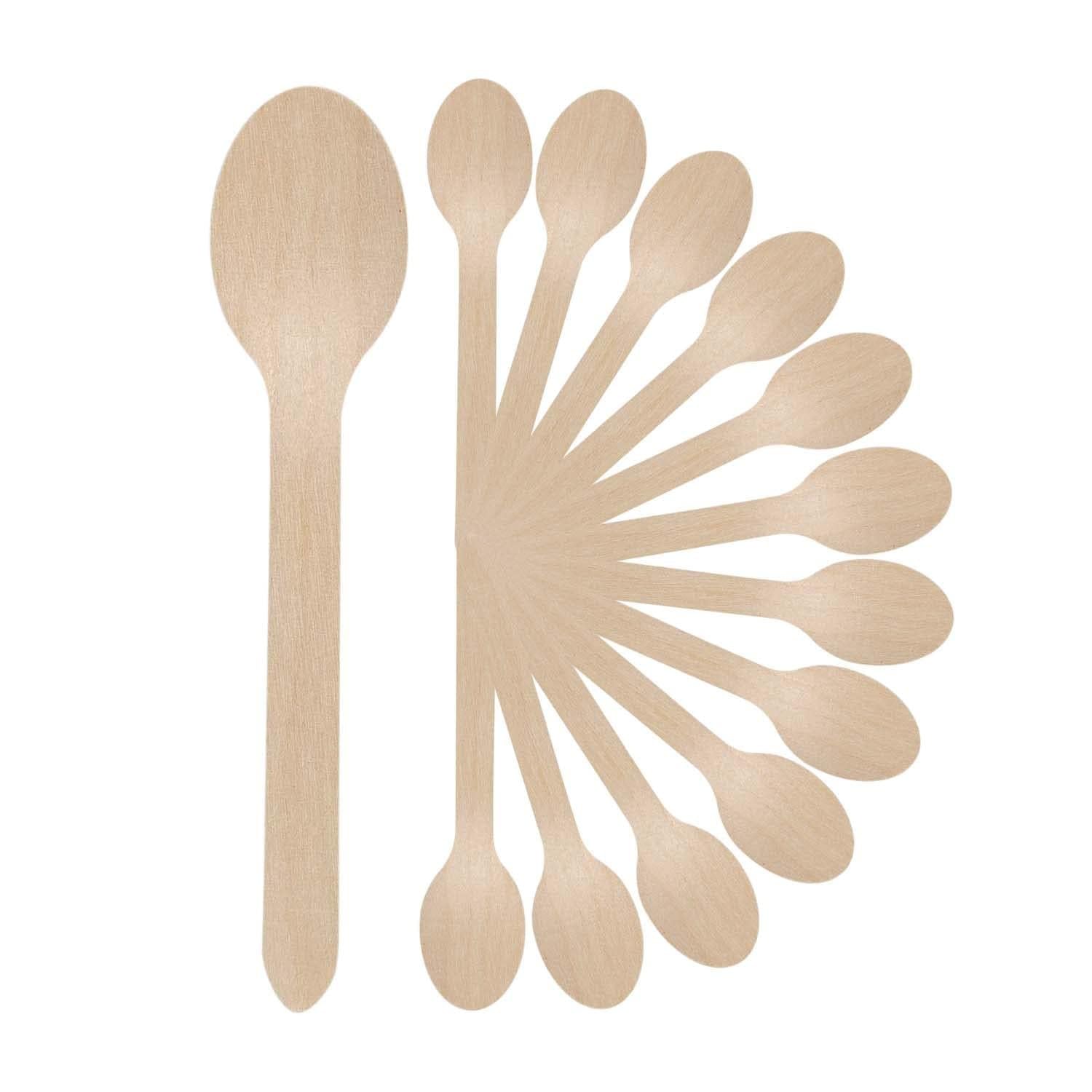 Upyogh Disposable Wooden Dinner Spoons,160 mm 100Pcs Wood Compostable ...