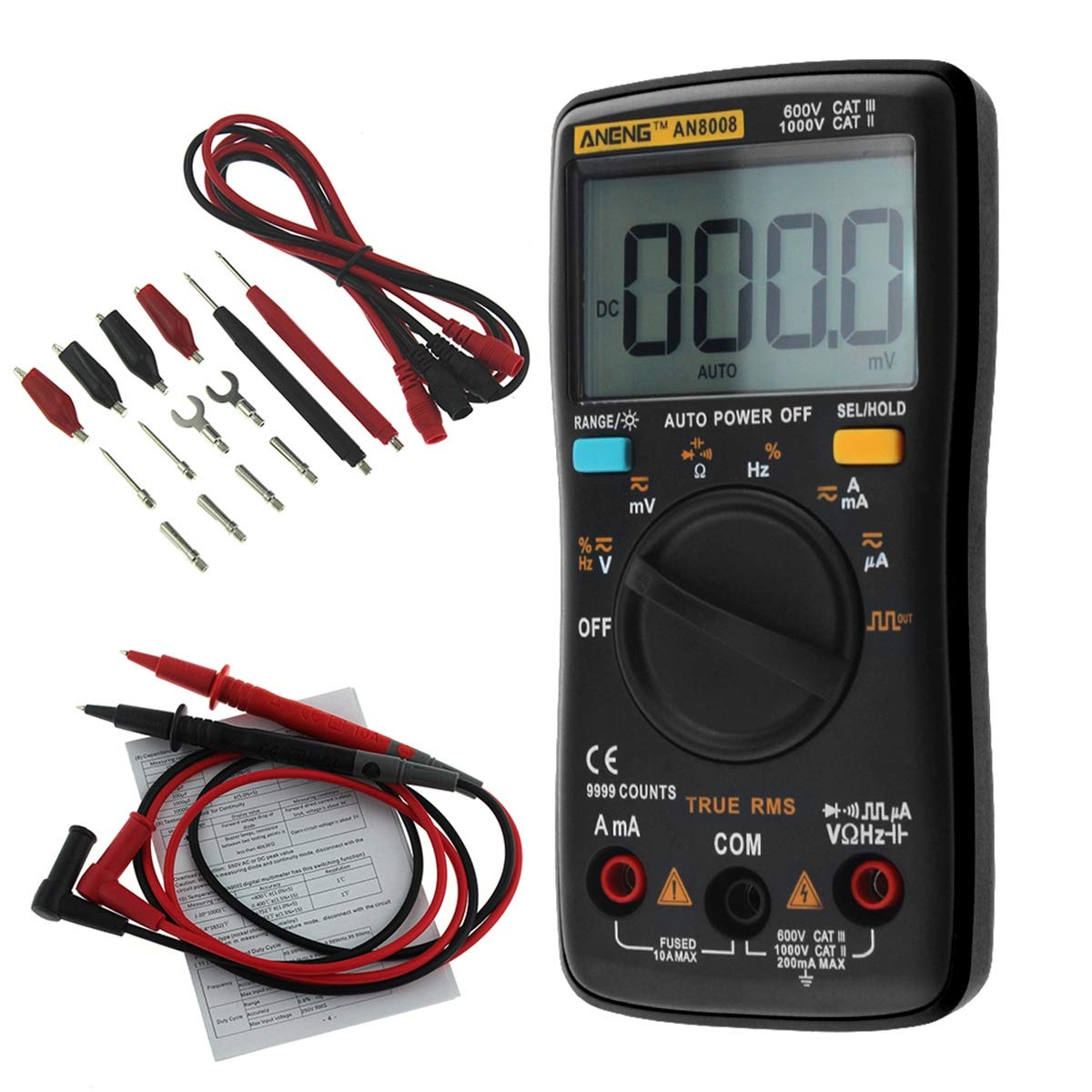 Amazon.com: ANENG AN8008 True-RMS Digital Multimeter 9999 Counts Square ...