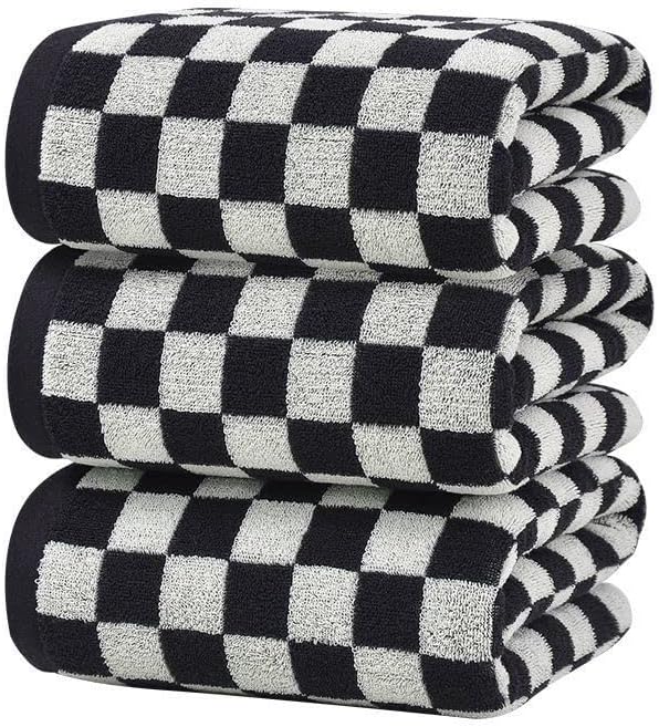 Amazon.com: Indulge in Luxury with Checkered Bath Towels - 100% Cotton ...