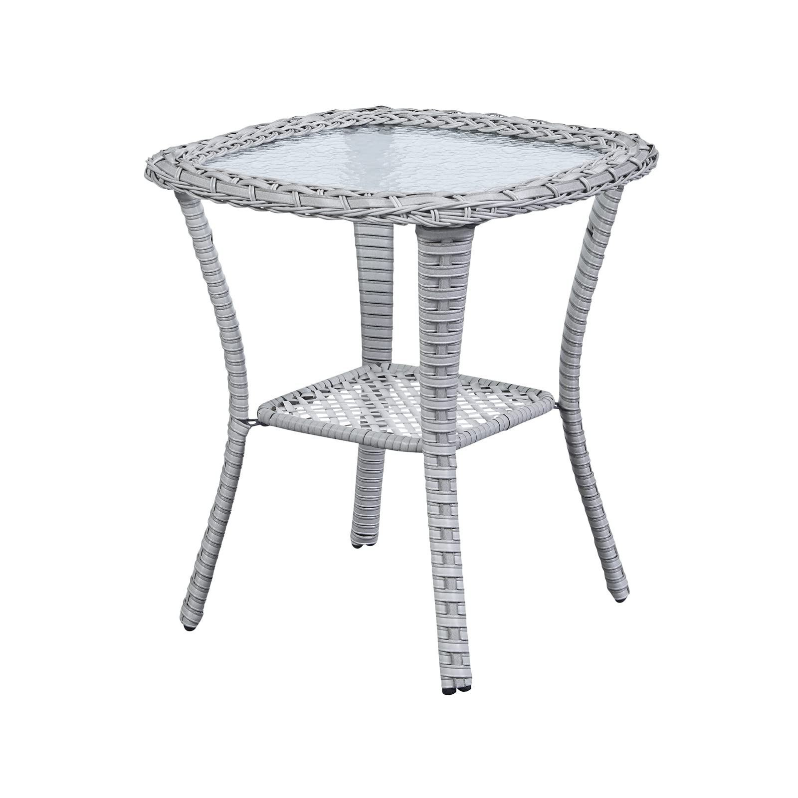 Amazon.com: Belord Small Outdoor Side Table Tempered Glass Wicker Table ...