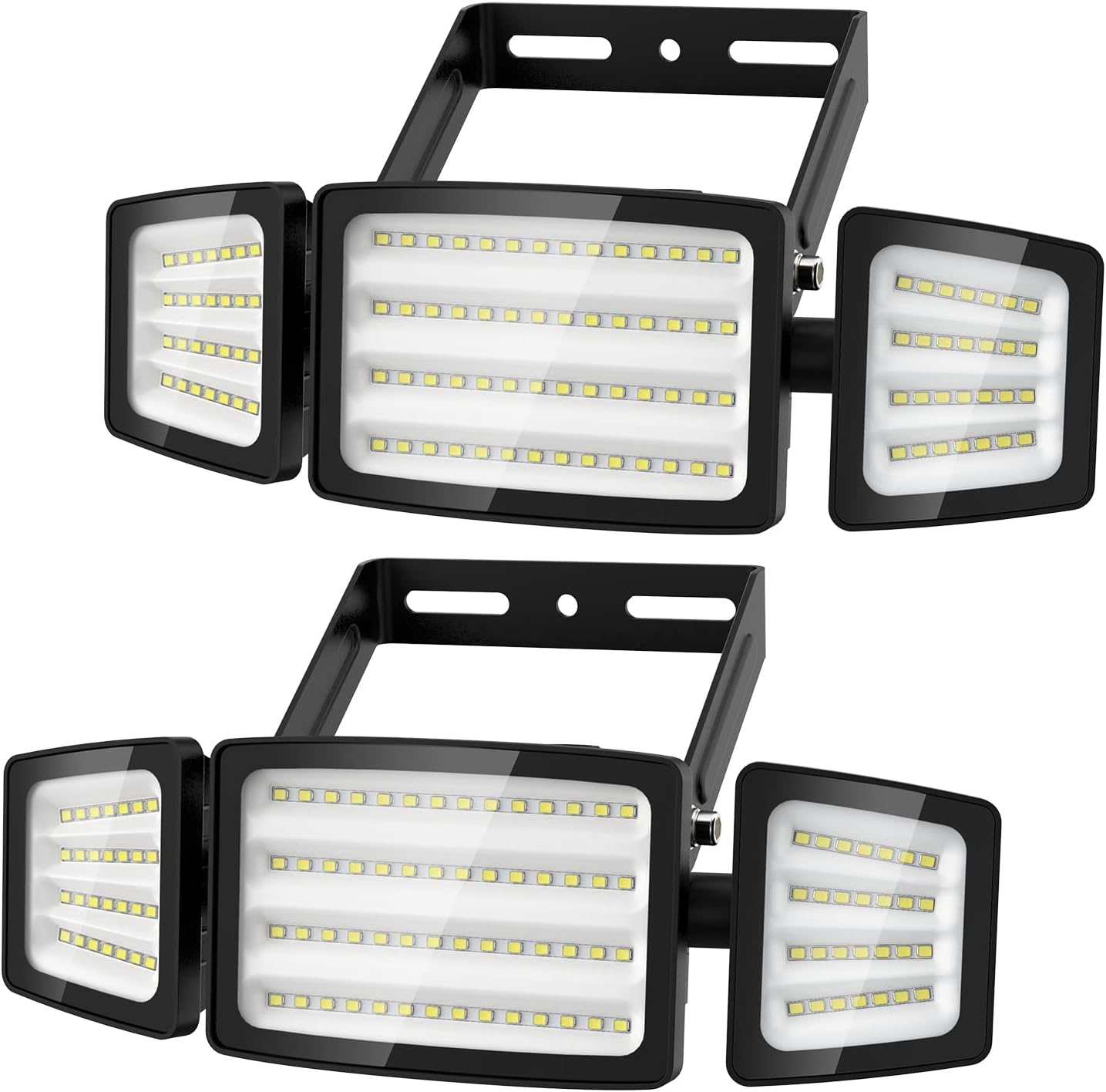Olafus 2 Pack 55W LED Flood Light Outdoor with Bracket, 3 Head 5000LM ...