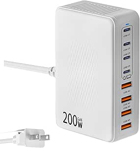 Amazon.com: 200W USB C Charger Block,Upgraded GaN III 8-Port Fast Charging Station Hub,PD 65W ...
