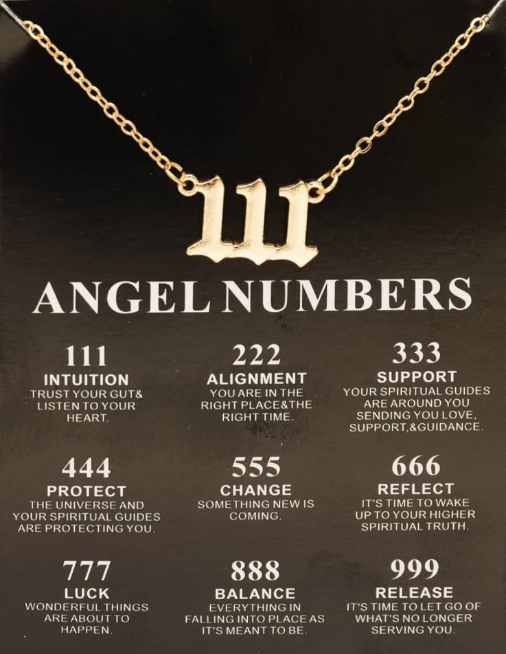 111 Necklace Intuition 111 Gold Angel Numbers Necklace with Quote Card ...