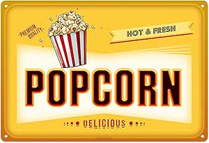 Amazon.com: Funny Popcorn Metal Sign Retro Food Snacks Tin Signs Wall ...