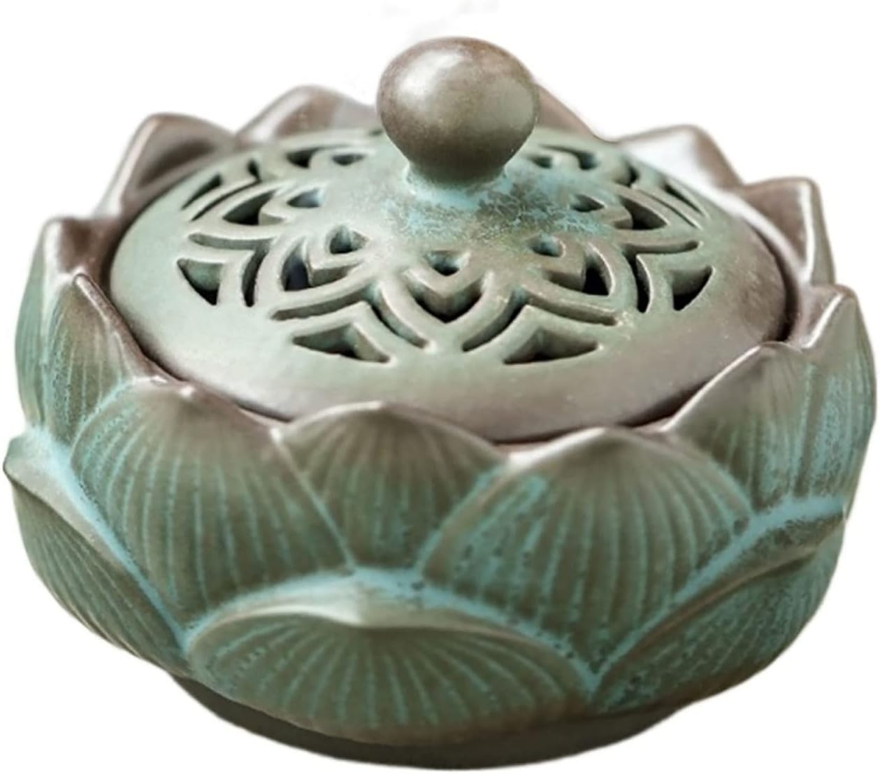 YLWX Handmade Ceramic Garlic Keeper Creative Retro Lotus Storage Jar ...