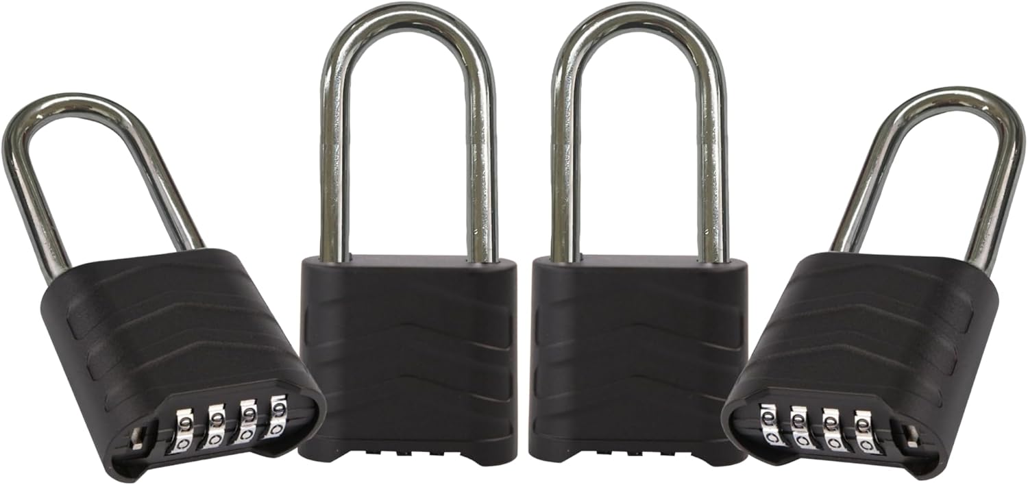 SEPOX 4PCS Large Combination Padlock, Long Shackle Outdoor Combo Lock 2 ...