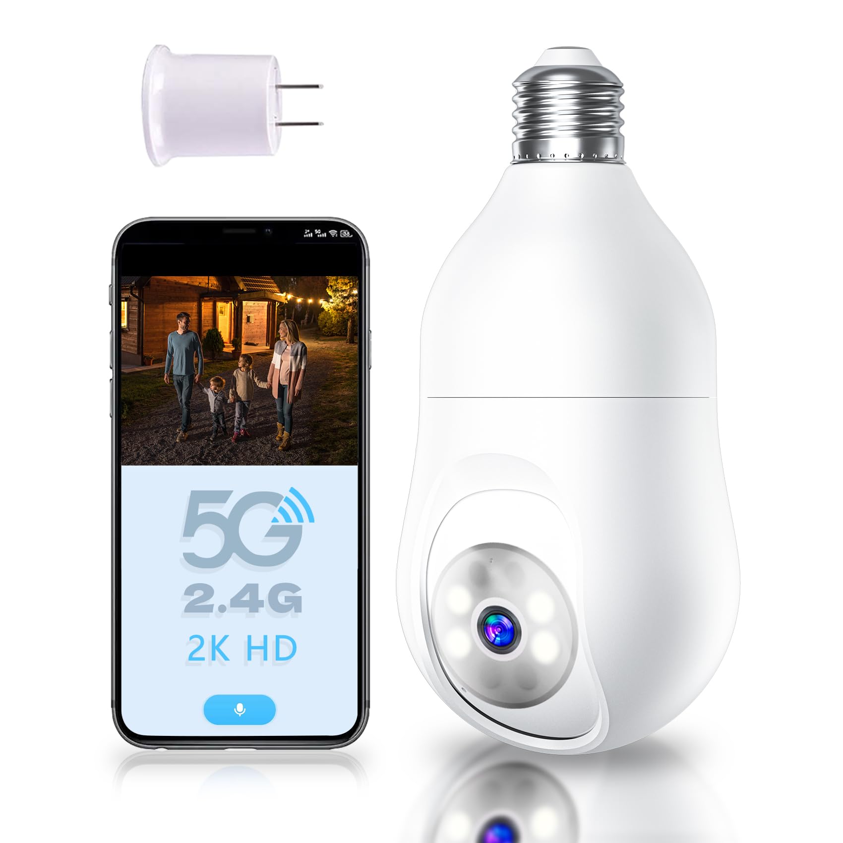 Amazon.com : MCJ 2K / 4MP Light Bulb Security Camera 5G & 2.4G WiFi ...