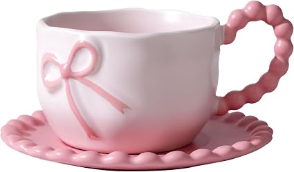 Amazon.com: Disoza Bow Coffee Mug Pink Coquette Coffee Mugs Set with ...