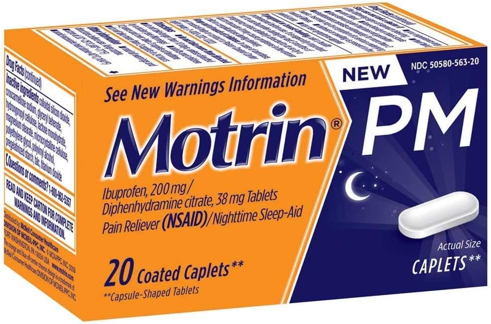 Amazon.com: Motrin PM Coated Caplets - 20 ct, Pack of 3 : Health ...