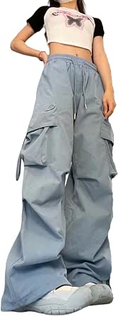 Yk2 - Pantalones holgados de pierna ancha, pantalones ligeros, cintura ...