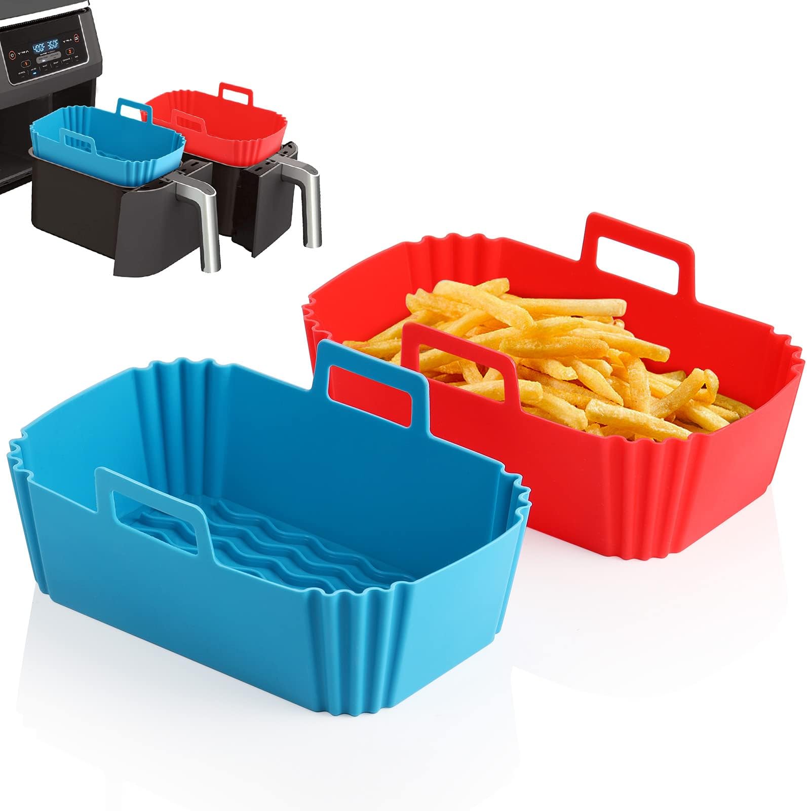 Amazon.com: 2Pcs Air Fryer Silicone Pot Rectangular for Ninja Foodi ...