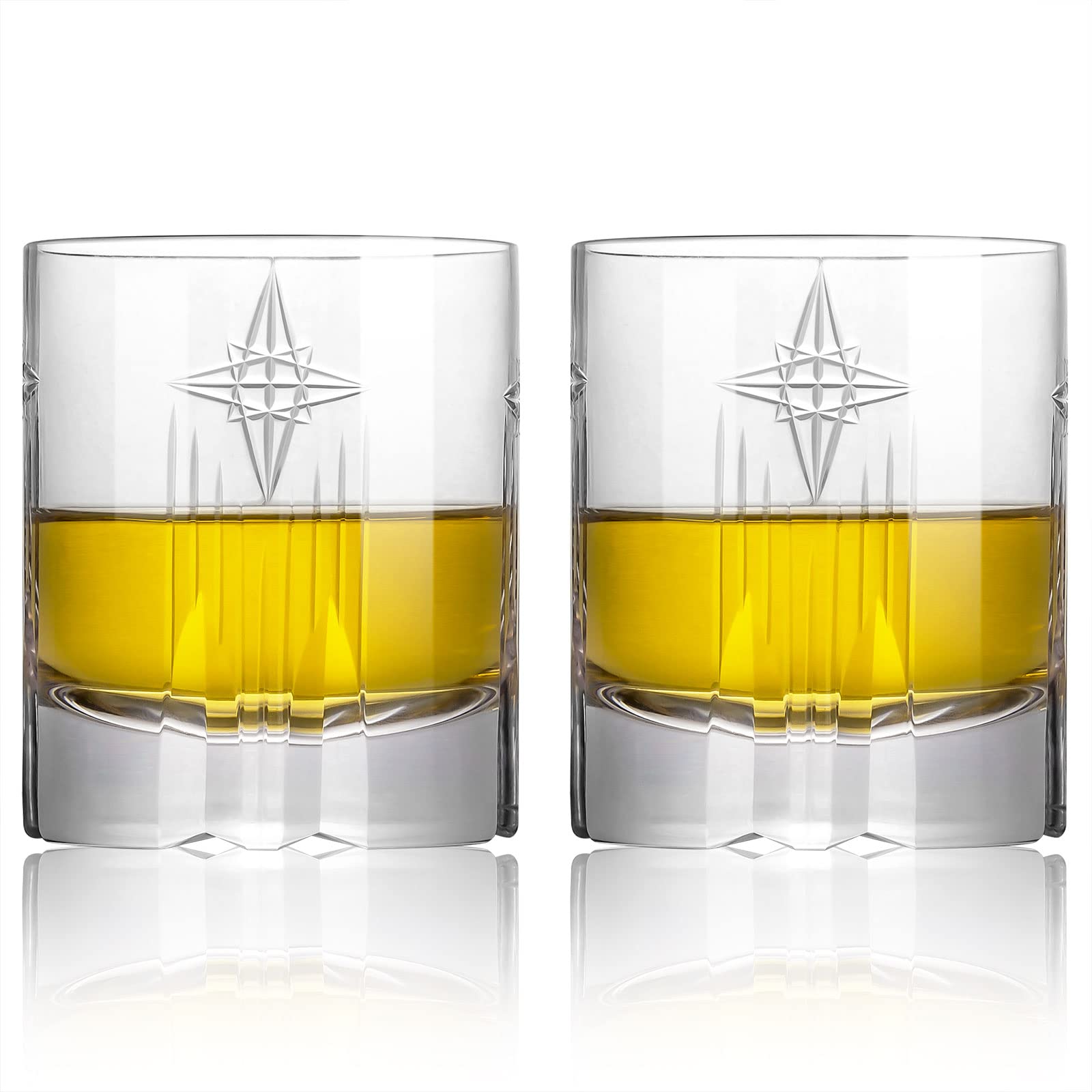 SHOSHIN Hand Cut Whiskey Glasses - 10 Oz Rocks Glasses Set of 2 ...