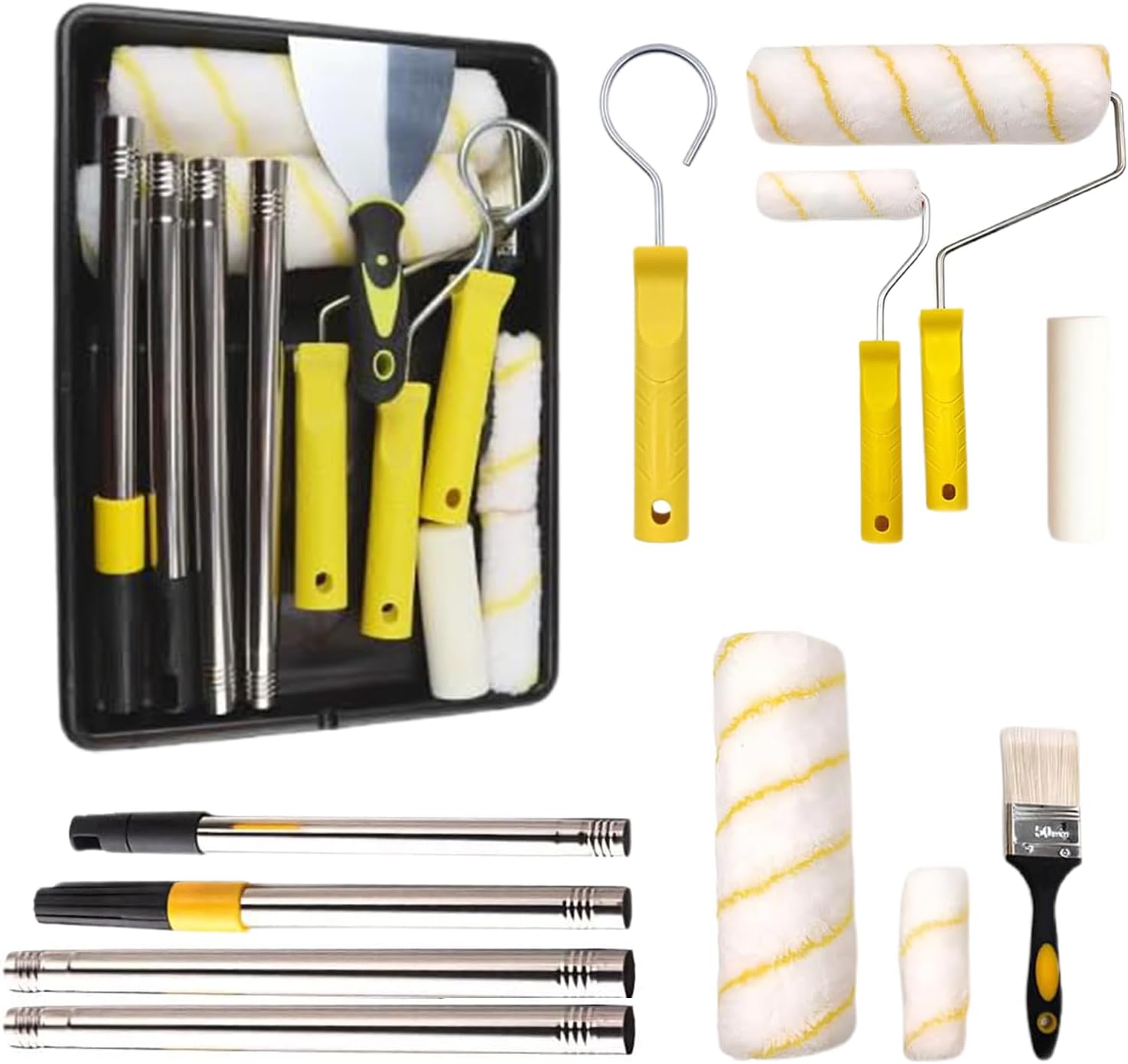 AHDXKUE Paint Roller Set, Paint Rollers and Trays Sets with 5 Roller ...