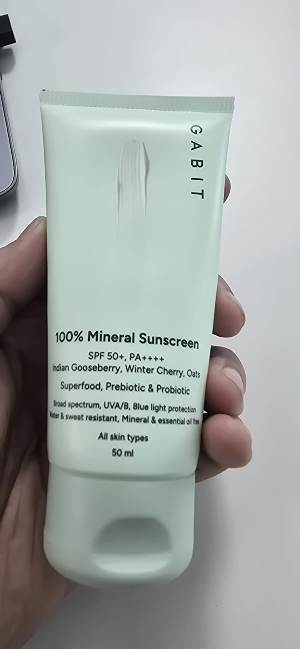 Gabit 100% Mineral Sunscreen SPF 50 PA++++ | Water & Sweat Resistant ...