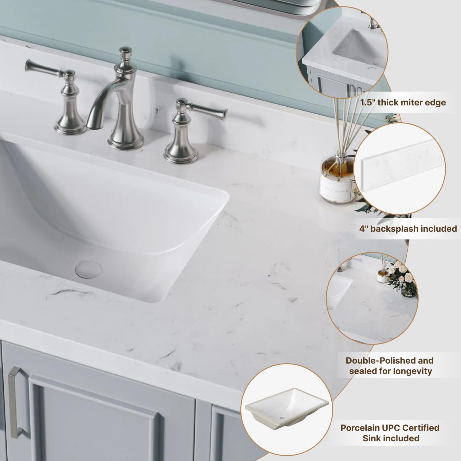 Offset Bathroom Vanity Tops LOCALAND 36x22 Inch Bathroom Vanity Tops,
