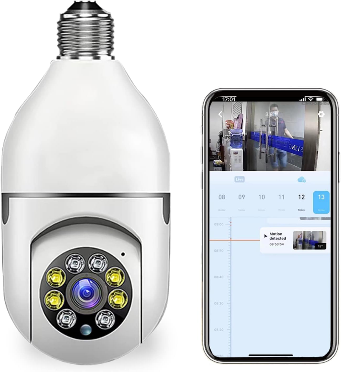 Smart 360° Light Bulb Security Camera - 1080P HD WiFi cctv camera for ...