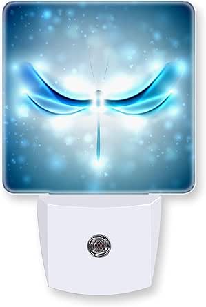 MSEAANBK Shiny Blue Abstract Dragonfly Night Light Plug into Wall with ...