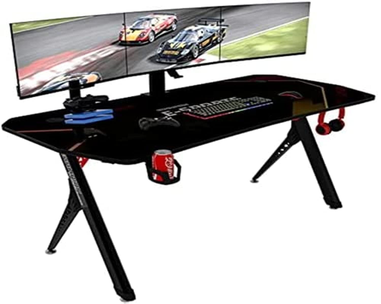 VORDERN Gaming Table,160x75CM Gaming Desk Racing Style Computer Desk ...