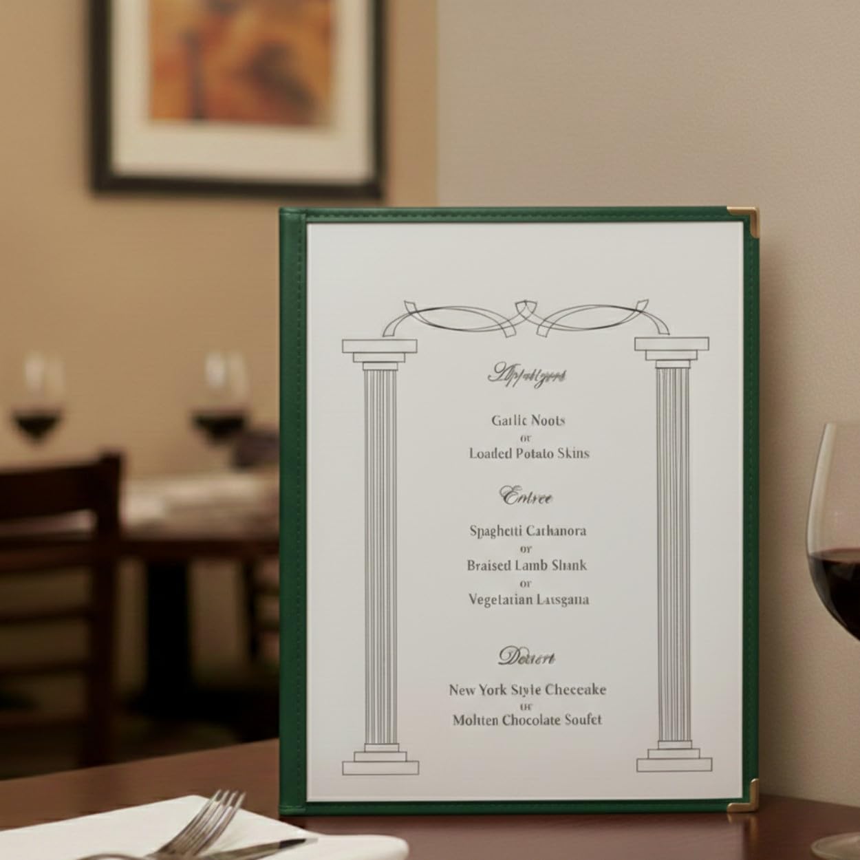 Snapklik.com : 8-1/2” X 11” Green Single Restaurant Menu Covers 1 Page ...