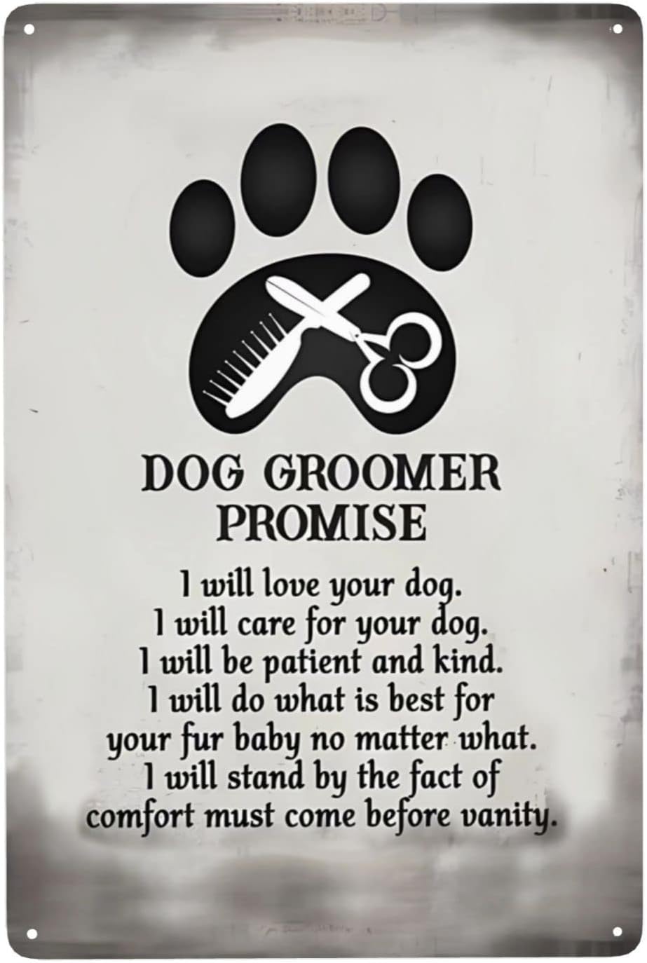 Amazon.com : Retro Metal Poster Dog Groomer Promise Metal Tin Signs ...