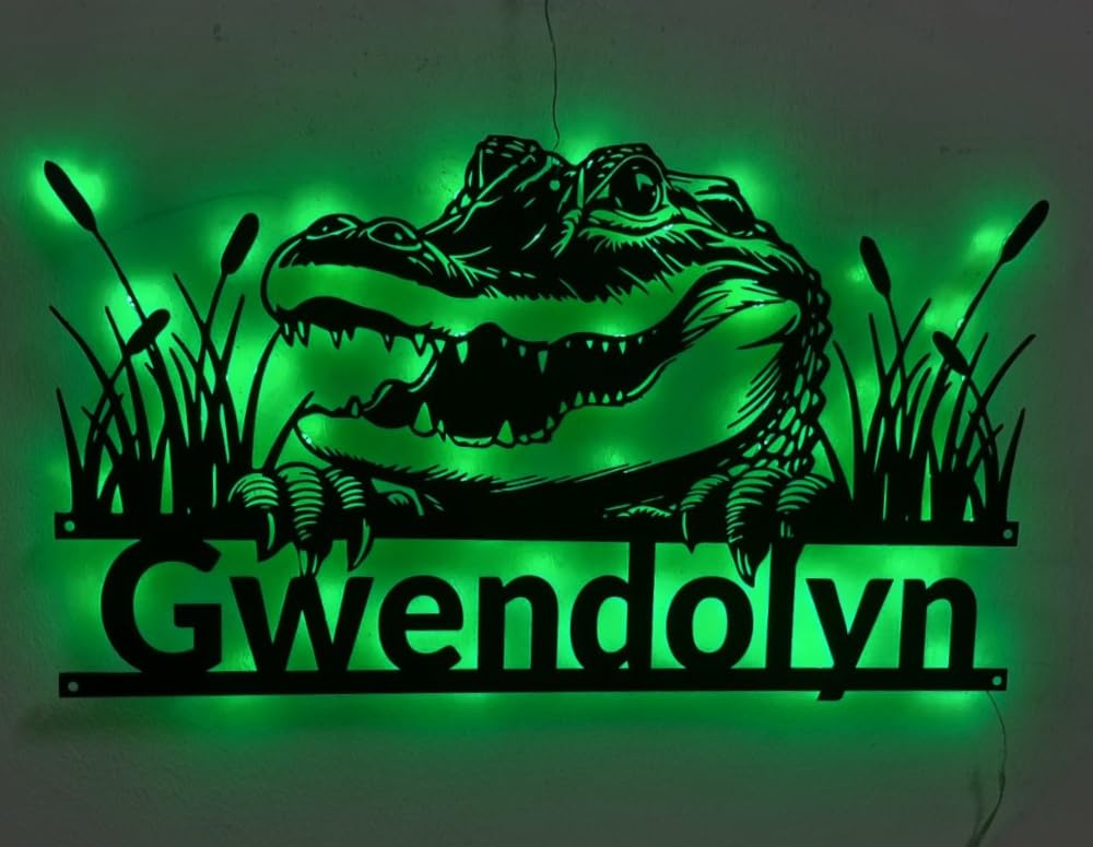 Amazon.com: CALCCI Custom Text Metal Sign - Custom Peeking Alligator ...