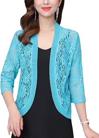 Amazon.com: Hotmiss Bolero recortado con mangas 3/4 para mujer, con ...