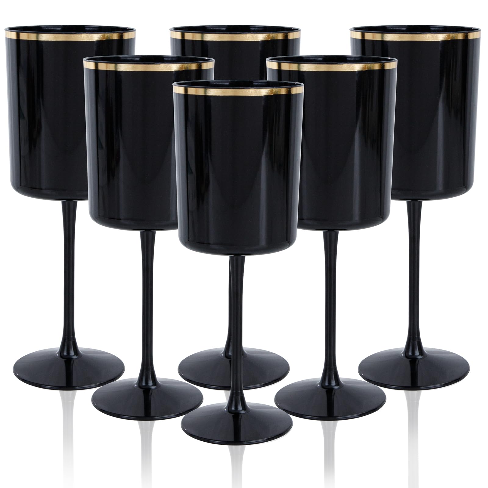 Ciaell 12 Pack 10 Oz Black Plastic Wine Glasses 8551