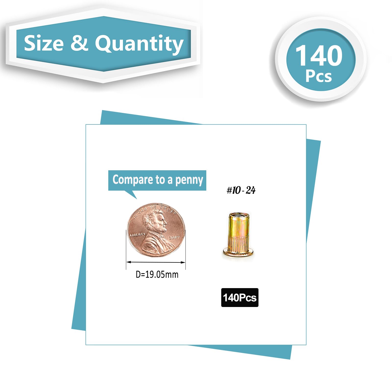 Snapklik.com : #10-24 Rivet Nuts,140Pcs SAE Carbon Steel Flat Head ...