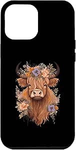 Amazon.com: iPhone 14 Plus Flowers Highlander Cattle Cottagecore ...