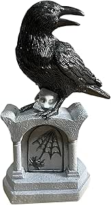 Colcolo Halloween Tombstone Resin Crow Statue Horror Creepy Realistic ...