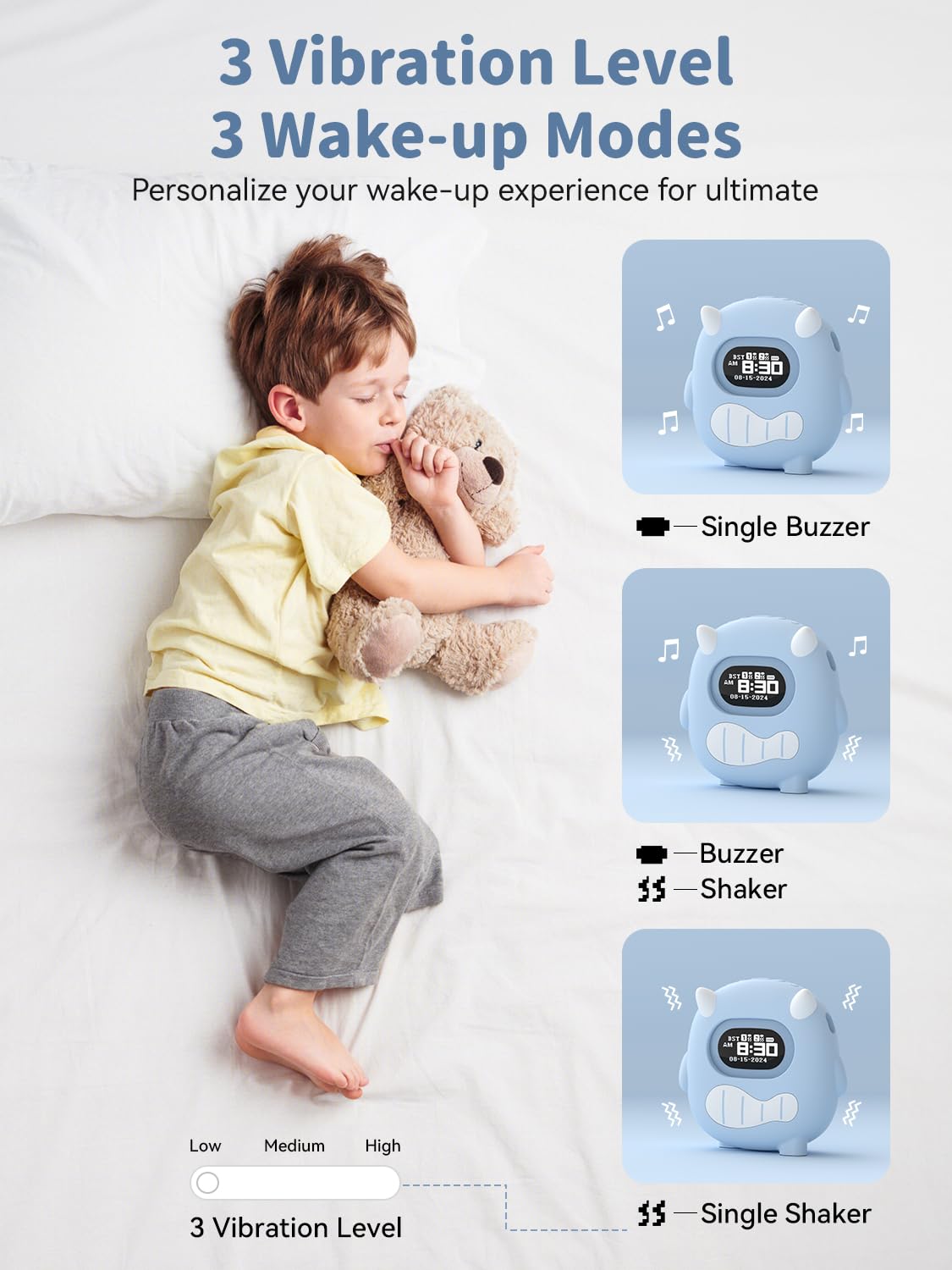 Snapklik.com : Vibrating Kids Alarm Clock For Heavy Sleepers, Cordless ...