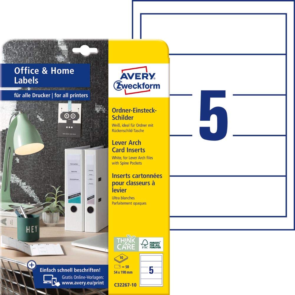 Buy AVERY Zweckform C32267-10 Folder Spine Inserts Labels (50 Spine ...