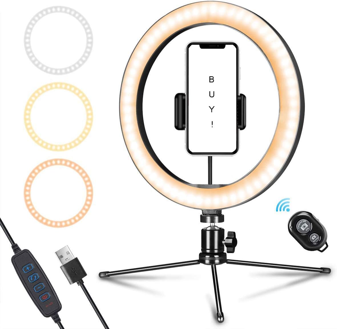 Amazon.com : LED Ring Light 10" with Stable Tripod Stand & Phone Holder ...