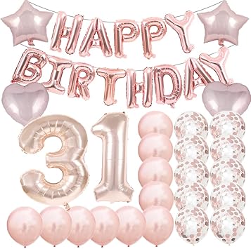 Amazon.com: ZSNWGZ Sweet 31th Birthday Decorations Party Supplies,Rose ...
