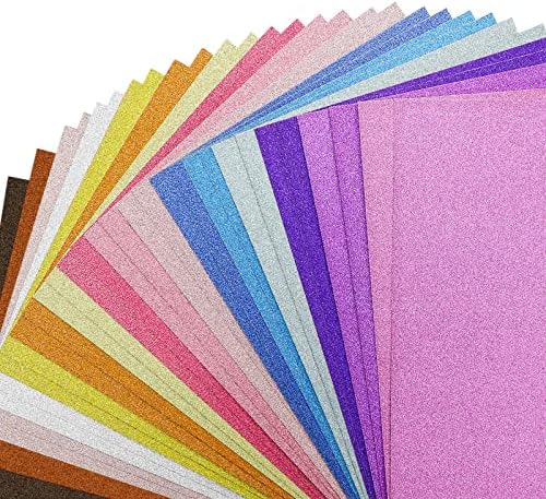 Amazon.com : Glitter Card Stock Paper 16 Multi Color 30 Sheets with 60 ...