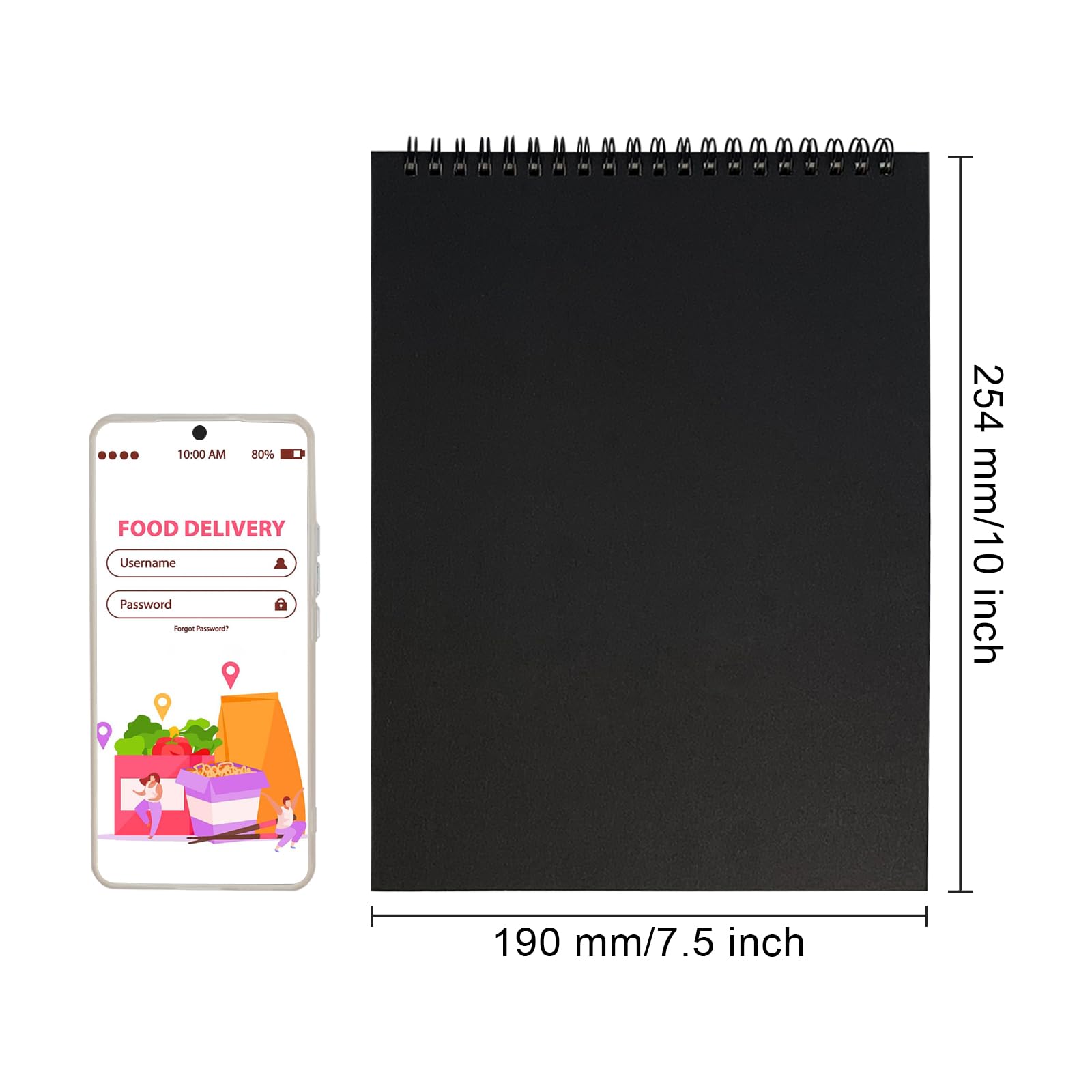 Snapklik.com : Black Upright Sketch Notebook, 2-Pack, 10 X 7.5 Inches ...