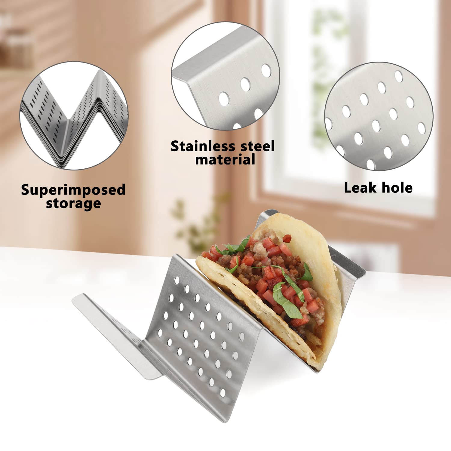 Snapklik.com : YellRin Stainless Steel Taco Holder Stands Set Of 6 ...