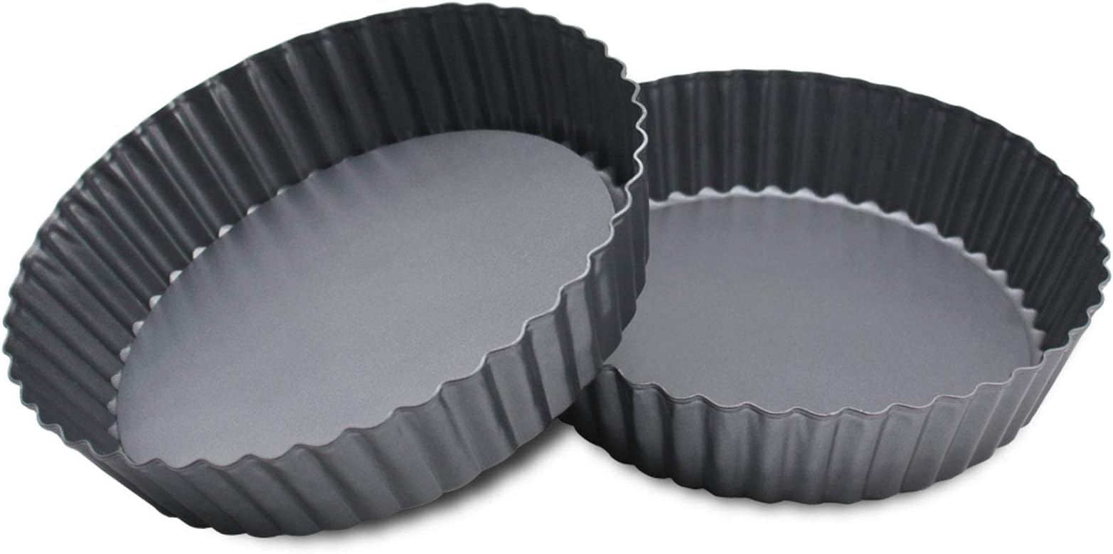 Amazon.com: 2 Pack(9.5 Inch) Round High-Sided Tart Pan with Removable ...