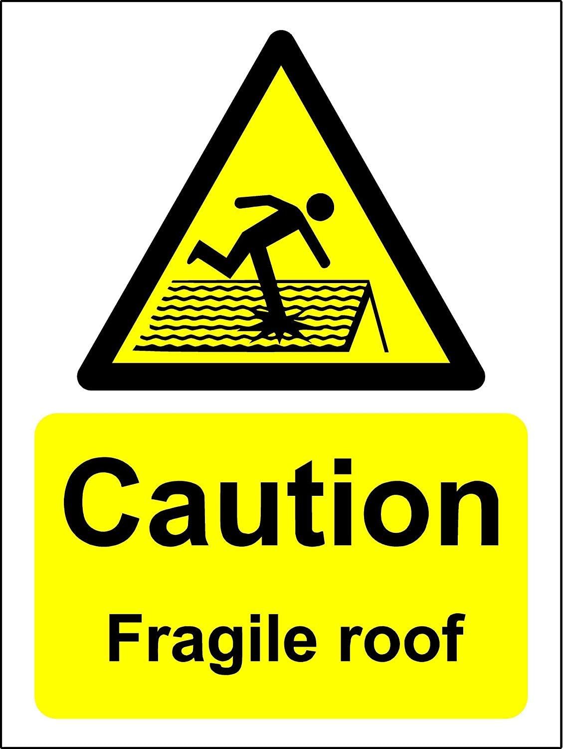 Caution fragile roof safety sign - 1.2mm Rigid plastic 200mm x 150mm ...