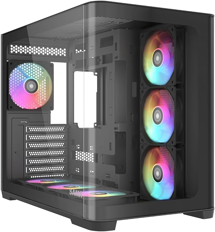 Amazon.com: SAMA Mid-Tower PC Case, Curved Tempered Glass, 7 Pre ...