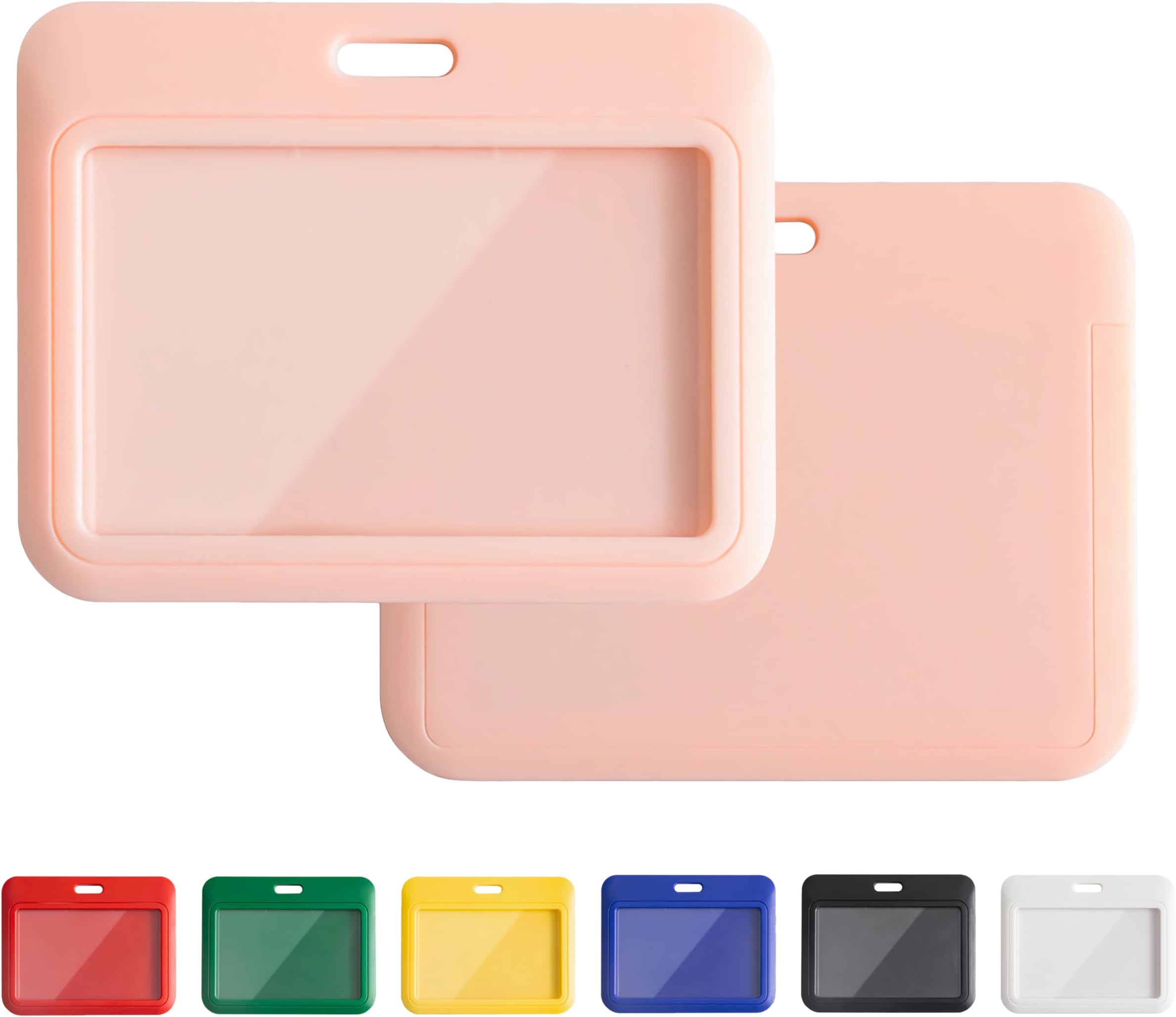 Amazon.com : 2Pcs Sliding ID Badge Holder Pink ID Card Holders Hard ...