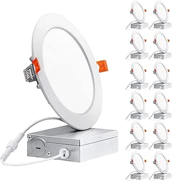 LUMIPRO 12-Pack 6 Inch Slim LED Downlight with Recessed Junction Box ...